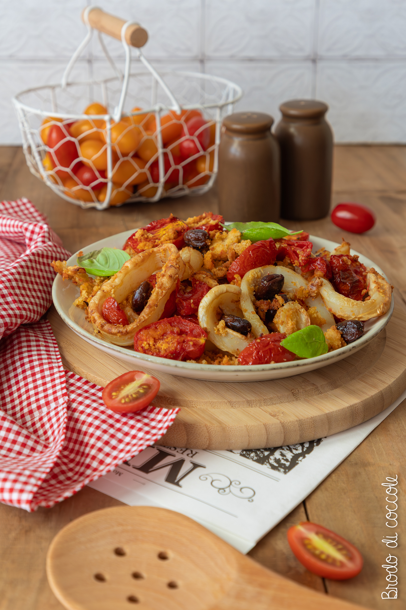 Calamari gratinati alla mediterranea - Brodo di coccole